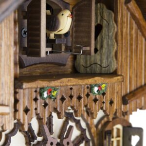 Cuckoo-Palace German Cuckoo Clock - Blackforest Hillside Chalet with Wonderful Animals with Quartz Movement - 10 1/4 inches Height