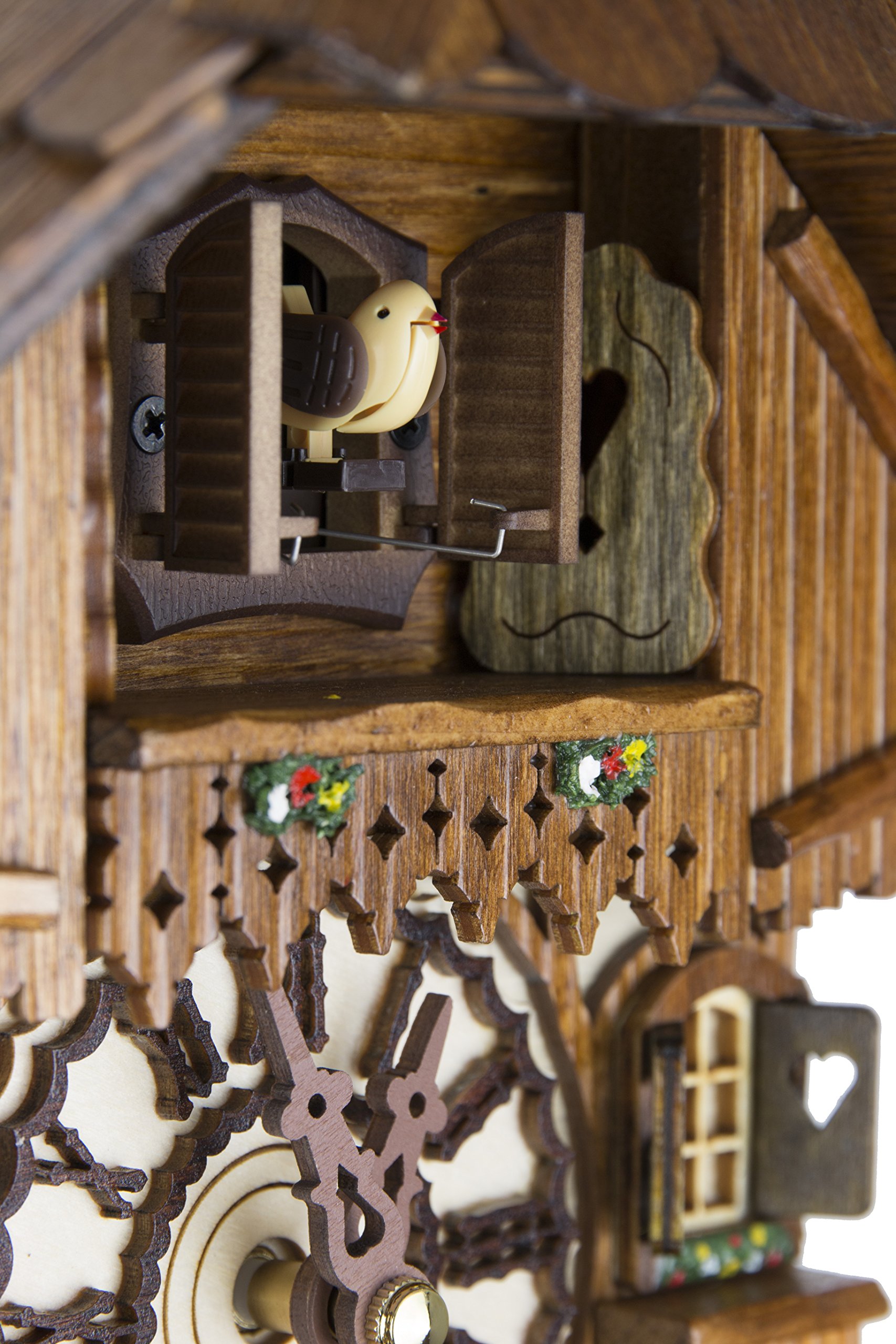 Cuckoo-Palace German Cuckoo Clock - Blackforest Hillside Chalet with Wonderful Animals with Quartz Movement - 10 1/4 inches Height