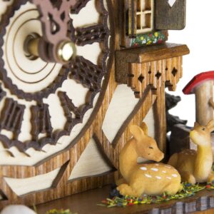 Cuckoo-Palace German Cuckoo Clock - Blackforest Hillside Chalet with Wonderful Animals with Quartz Movement - 10 1/4 inches Height