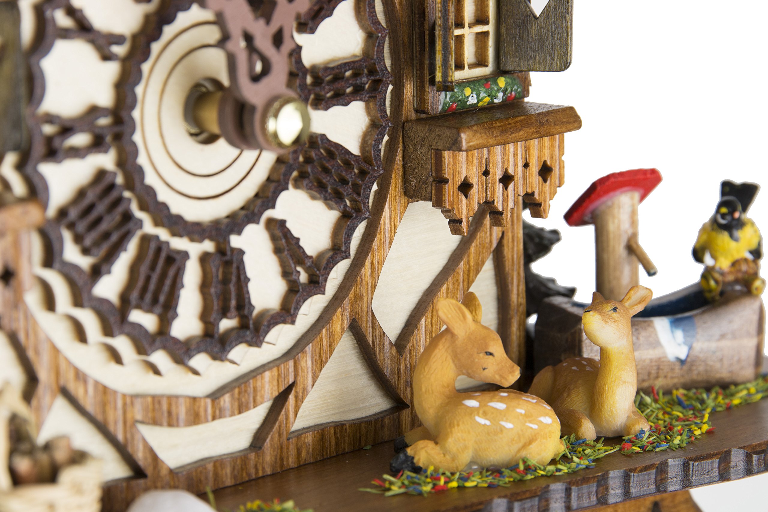 Cuckoo-Palace German Cuckoo Clock - Blackforest Hillside Chalet with Wonderful Animals with Quartz Movement - 10 1/4 inches Height