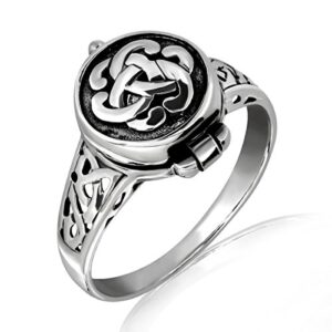 withlovesilver 925 sterling silver round irish celtic knot poison locket ring (9)