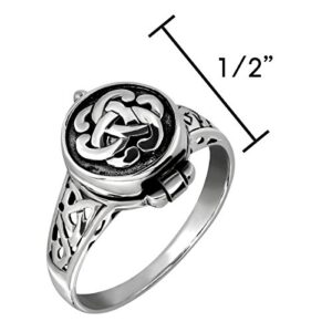 WithLoveSilver 925 Sterling Silver Round Irish Celtic Knot Poison Locket Ring (9)