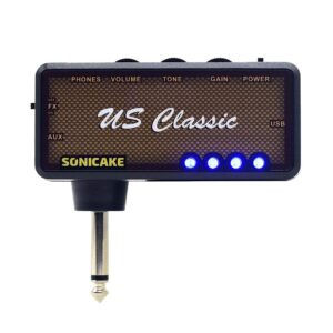 sonicake guitar headphone amp mini guitar headphone amplifier us classic rechargeable pocket overdrive reverb effects