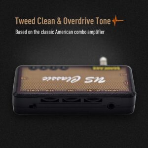 SONICAKE Guitar Headphone Amp Mini Guitar Headphone Amplifier US Classic Rechargeable Pocket Overdrive Reverb Effects