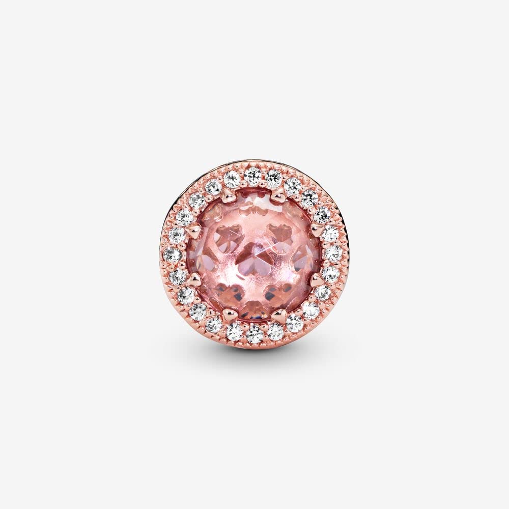 Pink Radient Crystal Rose Gold Plated 925 Sterling Sliver Crystal Pave Charm