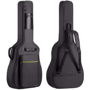 cahaya 41 in acoustic guitar bag 0.35 in thick padding water resistent dual adjustable shoulder strap guitar case gig bag with back hanger loop, black cy0152