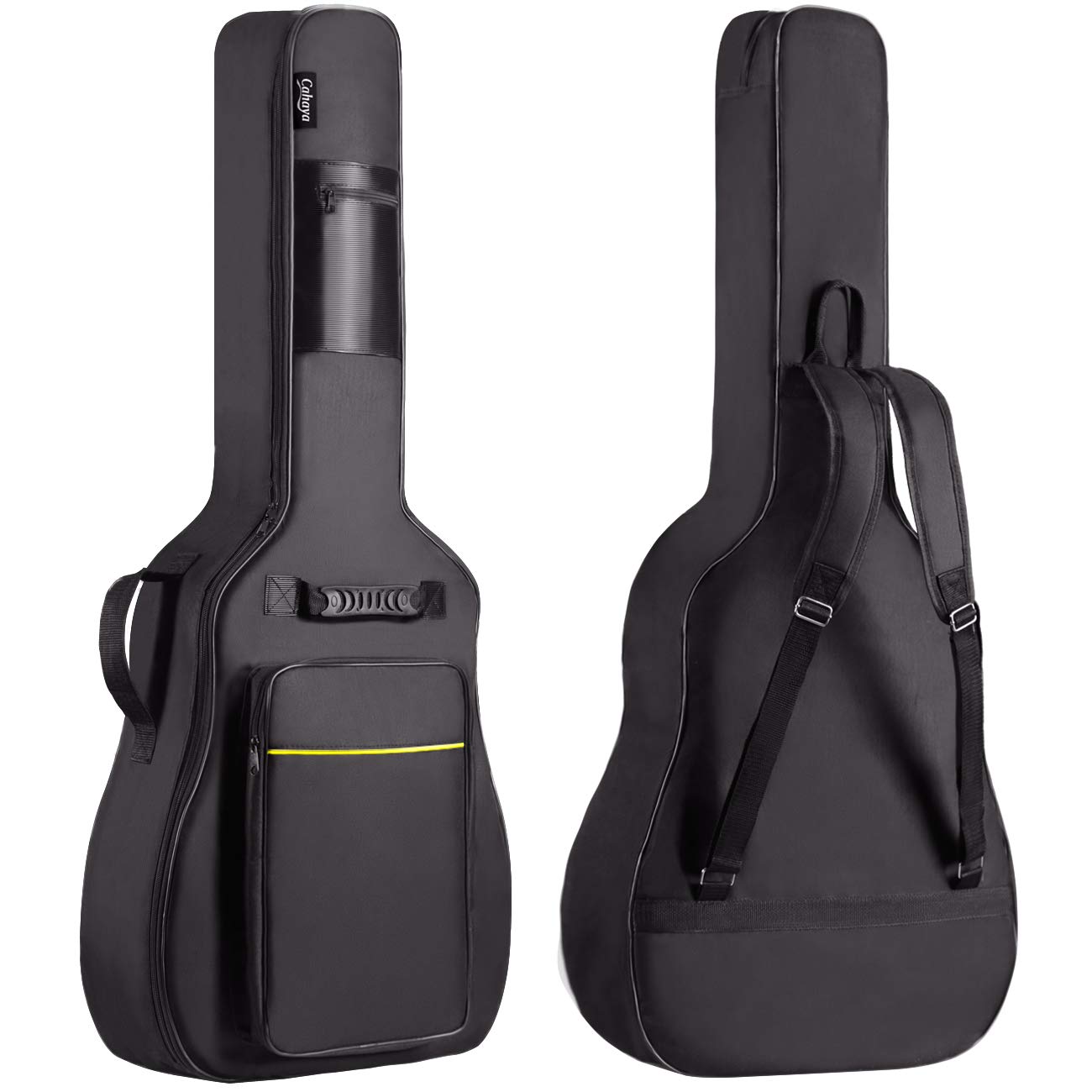 CAHAYA 41 In Acoustic Guitar Bag 0.35 In Thick Padding Water Resistent Dual Adjustable Shoulder Strap Guitar Case Gig Bag with Back Hanger Loop, Black CY0152