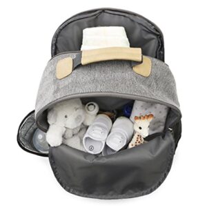 Eddie Bauer Places & Spaces Bridgeport Diaper Bag Backpack, Cooler Bottle Pockets and Changing Pad Included, Light Grey and Tan