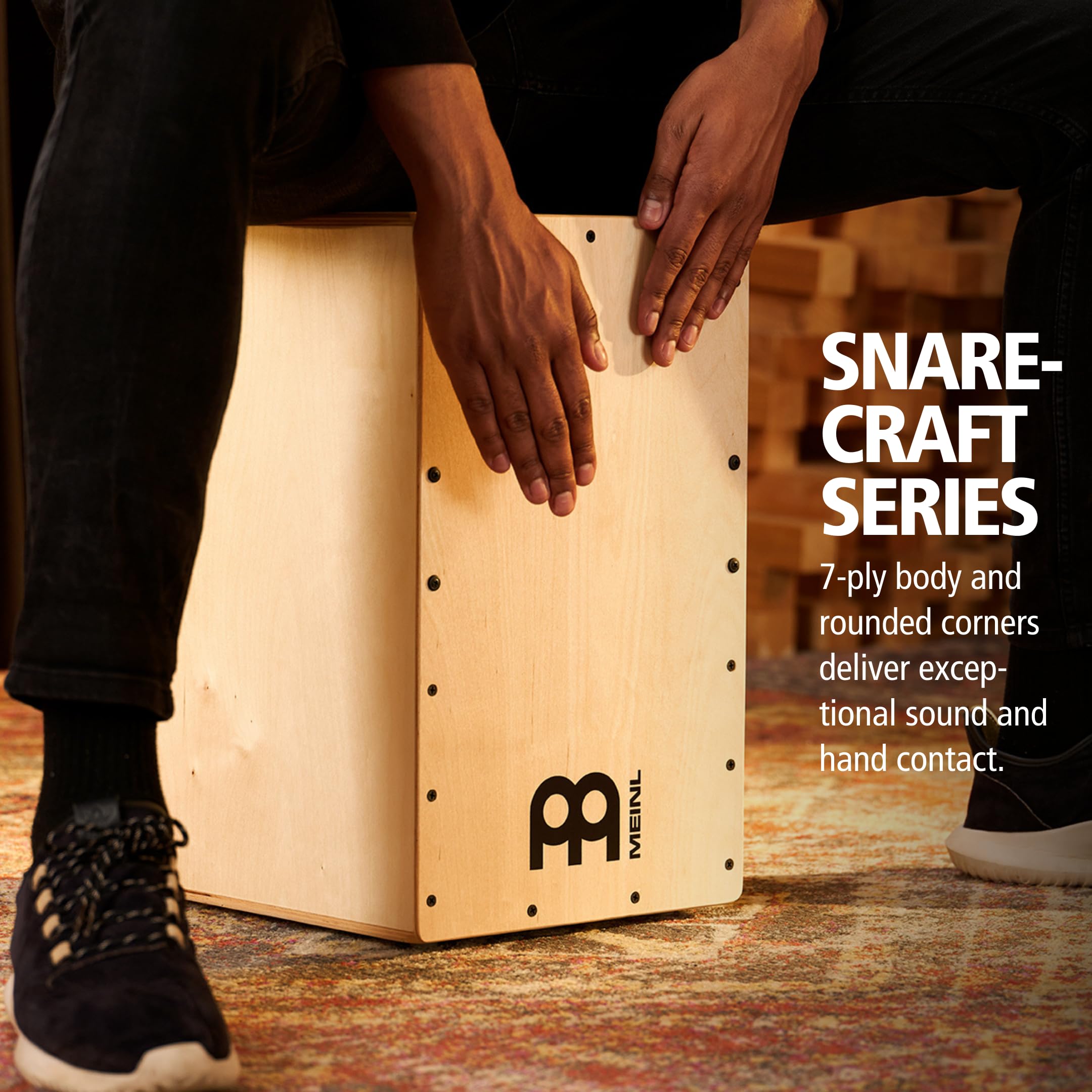 Meinl Cajon Box Drum with Internal Snares - MADE IN EUROPE - Baltic Birch Wood, Snarecraft Series, 2-YEAR WARRANTY (SC100B)