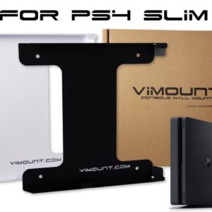 ViMount Wall Mount Metal Holder Compatible with PlayStation 4 PS4 Slim Version in White Color