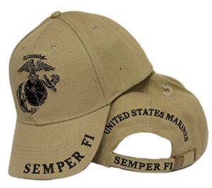 u.s marine usmc semper fi logo eagle embridered cap hat beige