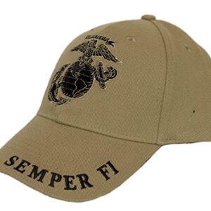 U.S Marine USMC Semper Fi Logo Eagle Embridered Cap Hat Beige