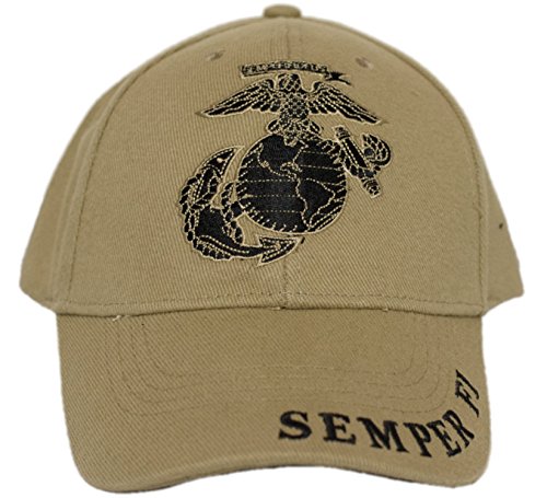 U.S Marine USMC Semper Fi Logo Eagle Embridered Cap Hat Beige