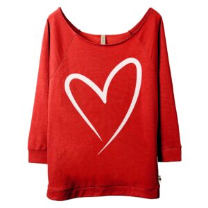 thread tank simply heart love slouchy sweatshirt for women, fun and casual pullover, valentines day idea red