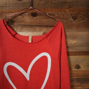 Thread Tank Simply Heart Love Slouchy Sweatshirt for Women, Fun and Casual Pullover, Valentines Day Idea Red