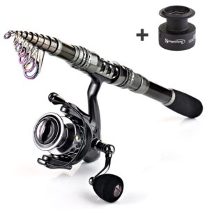 Sougayilang Fishing Rod Combos with Telescopic Fishing Pole Spinning Reels Fishing Carrier Bag for Travel Saltwater Freshwater Fishing