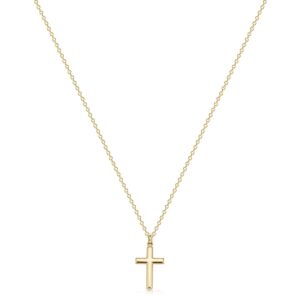 fettero cross necklace gold faith pendant 14k gold plated dainty chain minimalist simple tiny god lords prayer religious jewelry