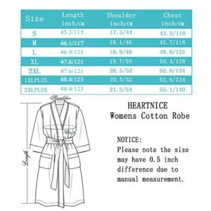 HEARTNICE Womens Cotton Robe, Soft Kimono Spa Knit Long Bathrobe Lightweight Loungewear(Grey mel.,M)