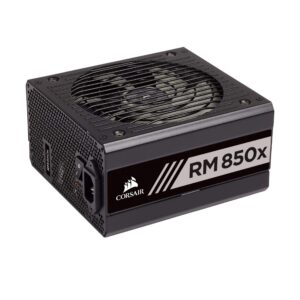 corsair rmx series, rm850x, 850 watt, 80+ gold certified, fully modular power supply (low noise, zero rpm fan mode, 105°c capacitors, fully modular cables, compact size) black