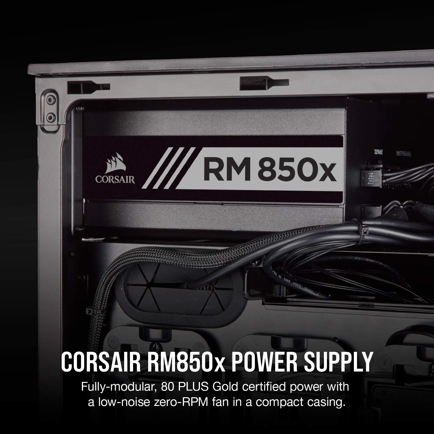 Corsair RMX Series, RM850x, 850 Watt, 80+ Gold Certified, Fully Modular Power Supply (Low Noise, Zero RPM Fan Mode, 105°C Capacitors, Fully Modular Cables, Compact Size) Black