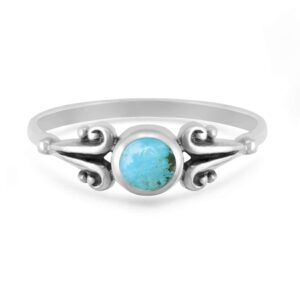 boma jewelry sterling silver round turquoise ring with scrolling side detail (5)