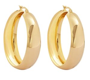 edforce stainless steel 18k gold plated lead-free hypoallergenic 40mm wide large rounded hoop earrings with click-top (gold, 40)