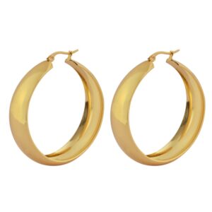 Edforce Stainless Steel 18K Gold Plated Lead-free Hypoallergenic 40mm Wide Large Rounded Hoop Earrings with Click-Top (Gold, 40)