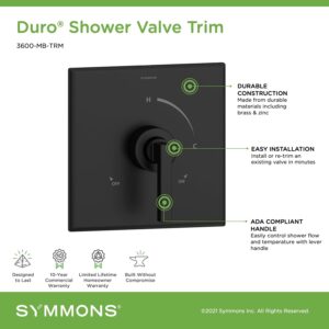 Symmons 3600-MB-TRM Duro Shower Valve Trim in Matte Black (Valve Not Included)