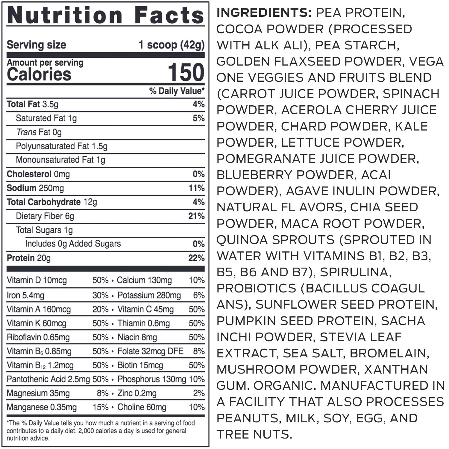 Vega Organic All-in-One Vegan Protein Powder, Chocolate - Superfood Ingredients, Vitamins for Immunity Support, Keto Friendly, Pea Protein for Women & Men, 13.2 oz (Packaging May Vary)