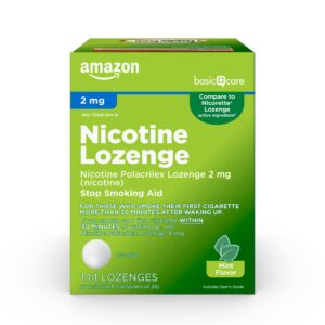 amazon basic care nicotine polacrilex lozenge 2 mg (nicotine), stop smoking aid, mint flavor, 144 count