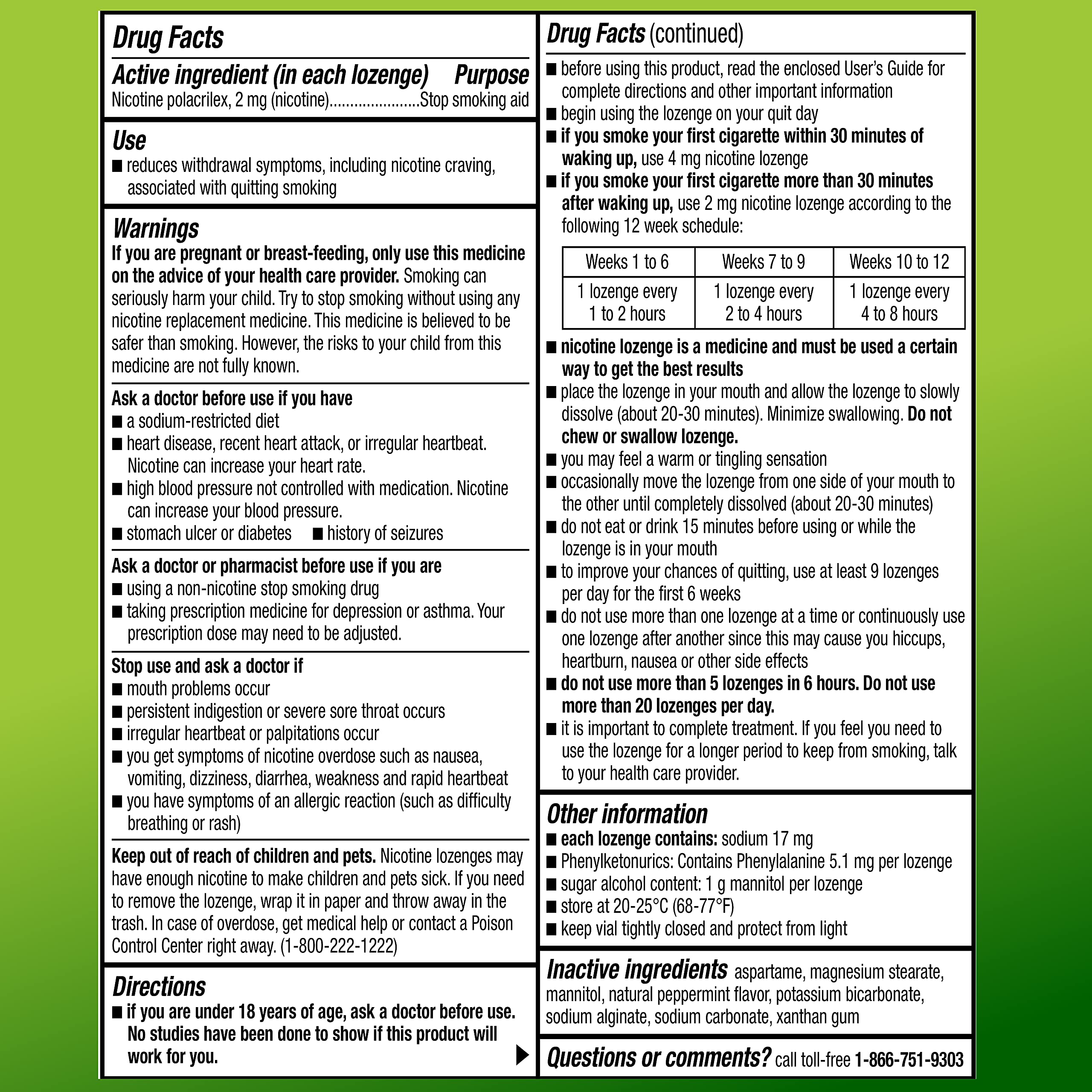 Amazon Basic Care Nicotine Polacrilex Lozenge 2 mg (nicotine), Stop Smoking Aid, Mint Flavor, 144 Count