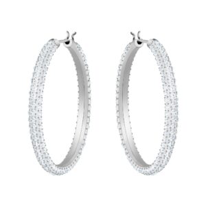 swarovski crystal stone rhodium-plated hoop earrings