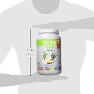 Vega Organic All-in-One Vegan Protein Powder, French Vanilla -Superfood Ingredients, Vitamins for Immunity Support, Keto Friendly, Pea Protein for Women & Men, 1.5 lbs (Packaging May Vary)