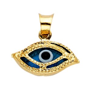 tgdj 14k yellow gold evil eye shaped pendant charm