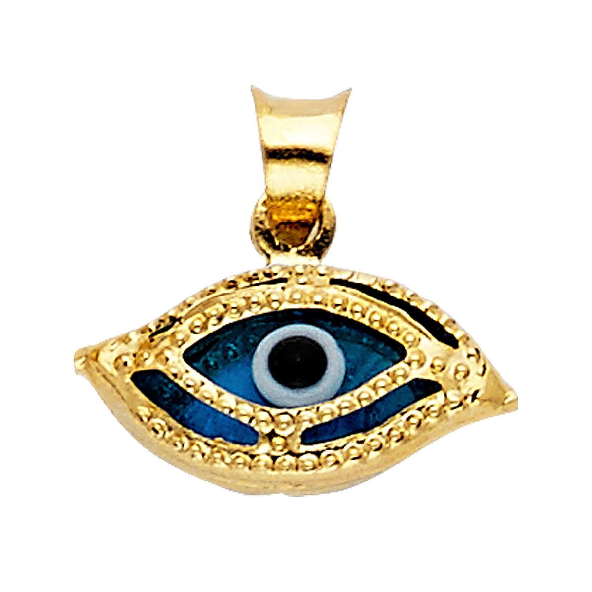 TGDJ 14K Yellow Gold Evil Eye Shaped Pendant Charm