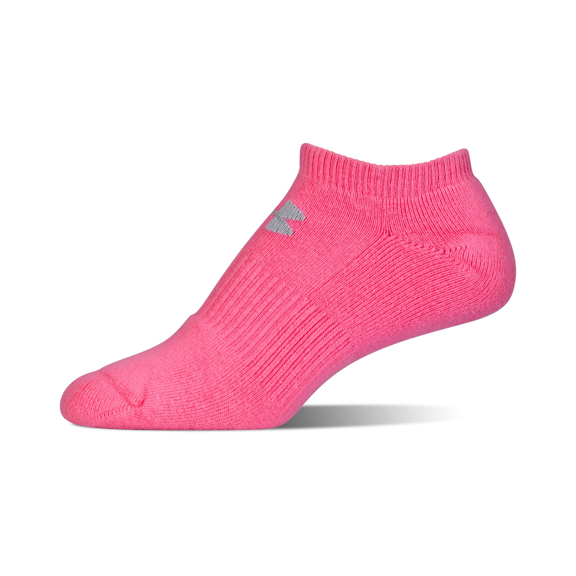 Under Armour Youth Cotton No Show Socks, Multipairs , Pink Assorted (6 Pairs) , Small