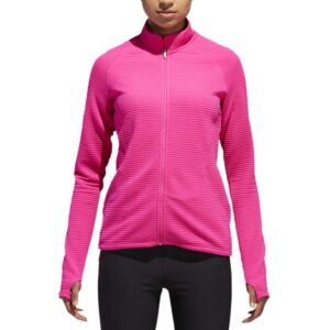 adidas golf women's essential textured jacket, small, shock pink