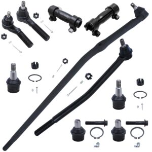 detroit axle - front 10pc suspension kit for ford e-250 econoline e-350 club wagon super duty [for vehicles with single rear wheels], 4 ball joints 2 adjustment sleeves 4 tie rods replacement