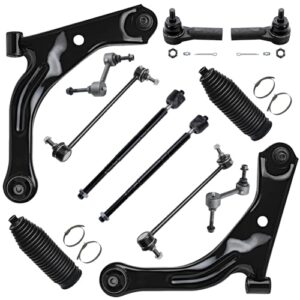 detroit axle - 12pc front end control arms kit for 2009 ford escape mazda tribute mercury mariner, lower control arms w/ball joint sway bars tie rod ends boots replacement