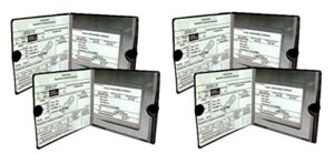 sterling car auto insurance registration black document wallet holders - automobile,motorcycle,truck,vinyl id holder & visor storage-strong closure on each-necessary in every vehicle-4 pack set