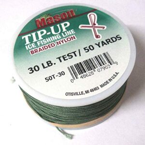 mason tip-up ice fishing line, braided nylon, green, 30# test 50 yd #50t-30