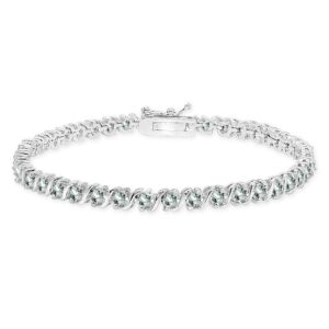 b. brilliant sterling silver s design light aquamarine tennis bracelet for women with gift box