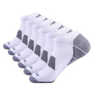 joynÉe men's 6 pack athletic no show performance comfort cushioned low cut socks,white,sock size:10-13