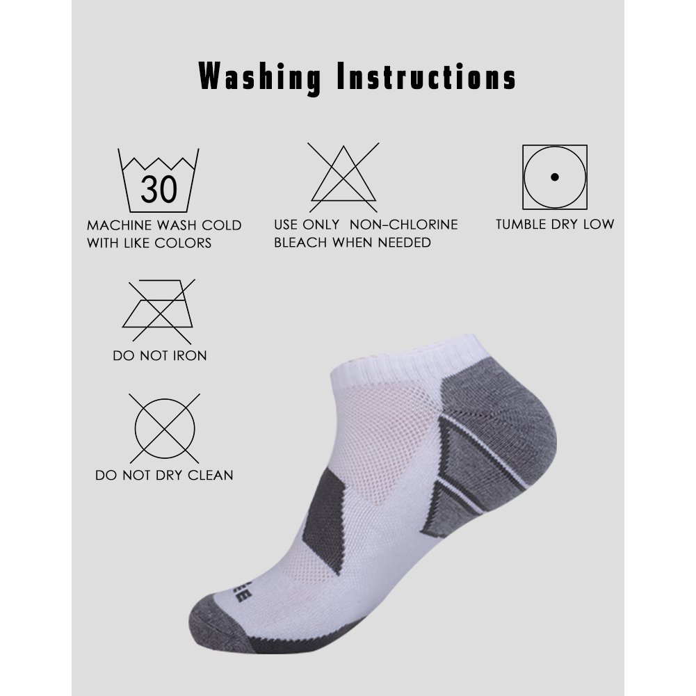 JOYNÉE Men's 6 Pack Athletic No Show Performance Comfort Cushioned Low Cut Socks,White,Sock Size:10-13