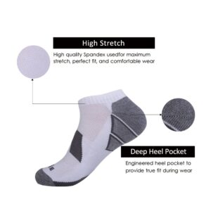 JOYNÉE Men's 6 Pack Athletic No Show Performance Comfort Cushioned Low Cut Socks,White,Sock Size:10-13