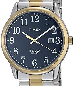 Timex Men's Easy Reader 38mm Watch – Two-Tone Case Blue Dial with Two-Tone Stainless Steel Expansion Band