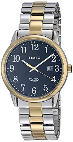 Timex Men's Easy Reader 38mm Watch – Two-Tone Case Blue Dial with Two-Tone Stainless Steel Expansion Band