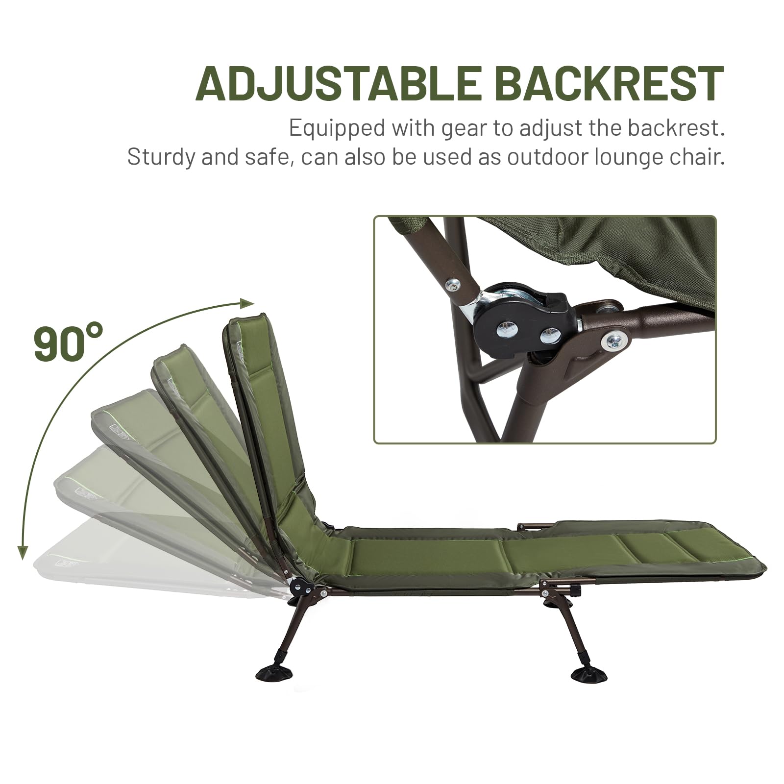 TIMBER RIDGE Folding Camping Cot, Heavy Duty Cot with Comfortable Pad, Portable Travel Camp Cots for Home or Outdoor, Supports 300 LBS, Green