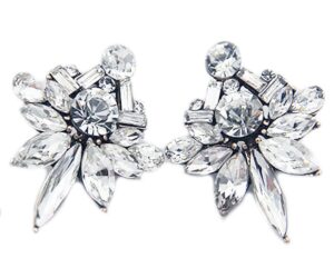 art deco antique vintage gatsby style marquise bridal wedding formal rhinestone cluster statement earrings