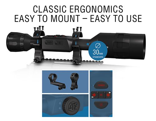 ATN ThOR 4 1.25-5x, 384x288, Thermal Rifle Scope w/Ultra Sensitive Next Gen Sensor, WiFi, Image Stabilization, Range Finder, Ballistic Calculator and IOS and Android Apps , Black